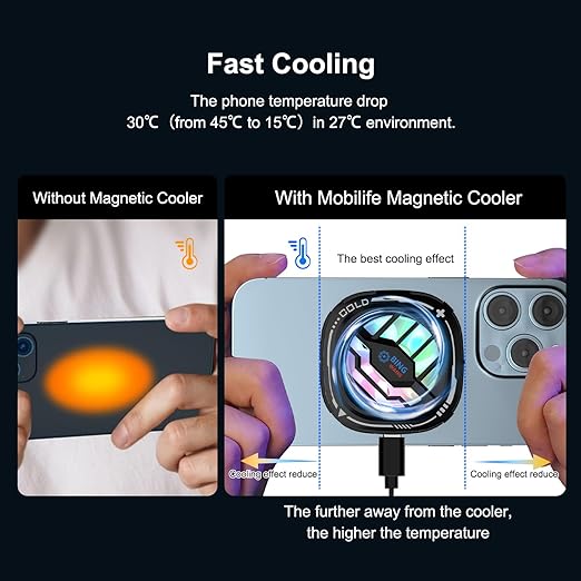 MOBILIFE Mobile Cooler, 15W High Power Magnetic Phone Cooler with Semi ...