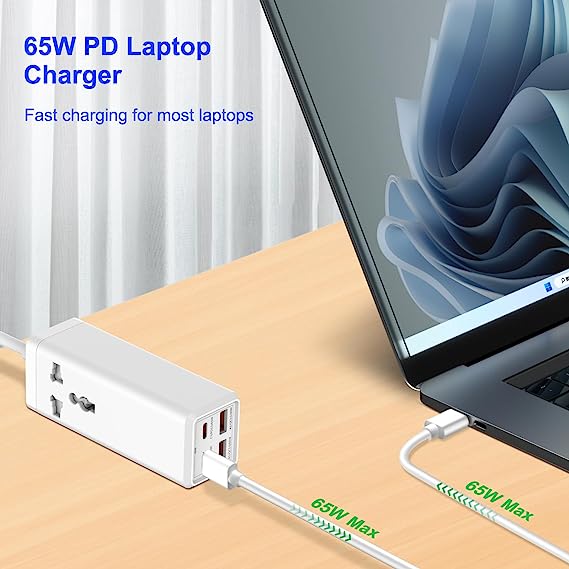 Hoteon 65W PD/Type C Extension Board, Small Power Strip with PD&QC3.0 ...
