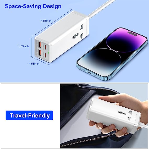 Hoteon 65W PD/Type C Extension Board, Small Power Strip with PD&QC3.0 ...