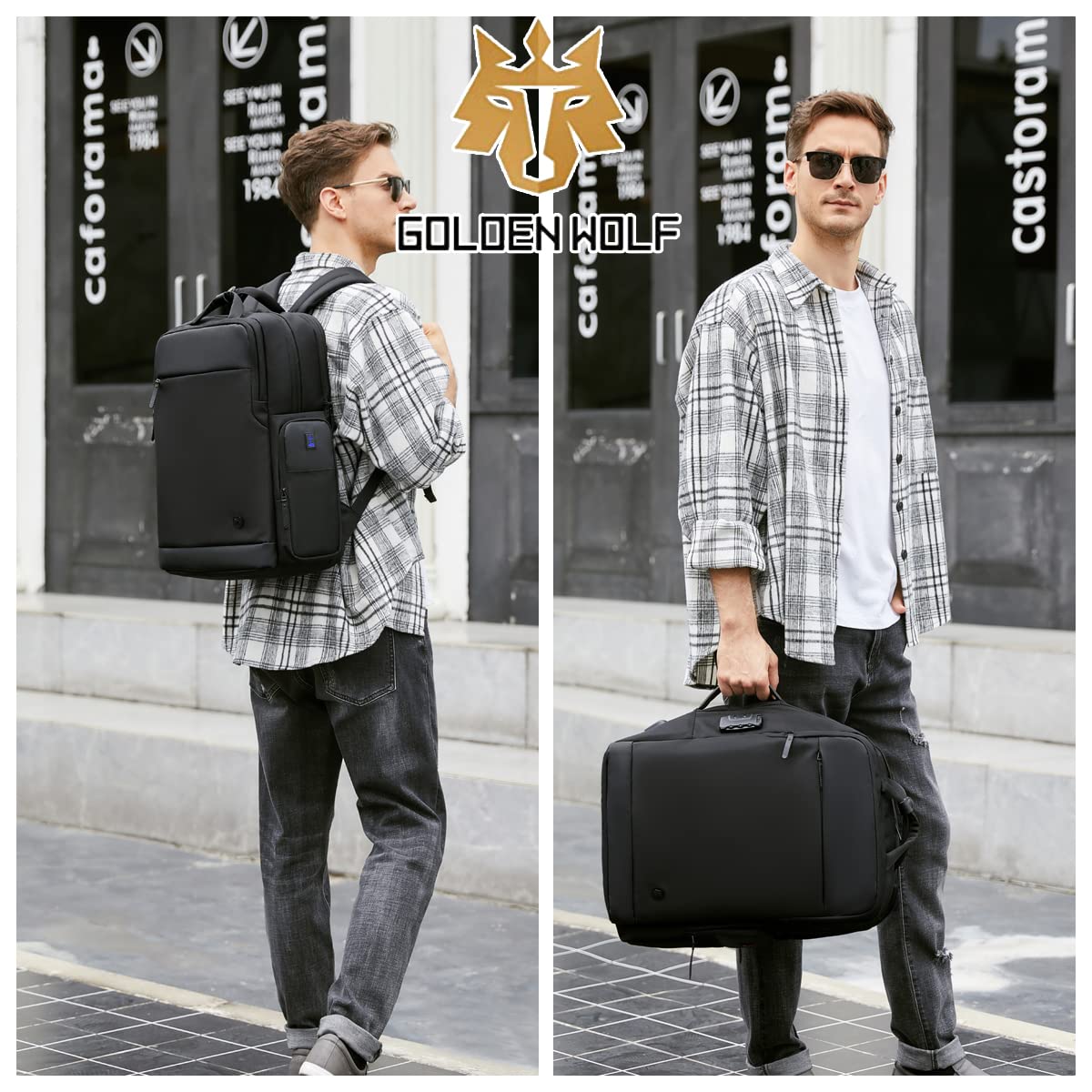 Golden Wolf Backpack 35L Expandable Travel Backpack for Men and Women – Hoteonlife